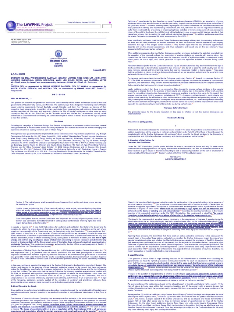 SPARK - Vs - QC - G.R. No. 225442 | PDF | Overbreadth Doctrine ...