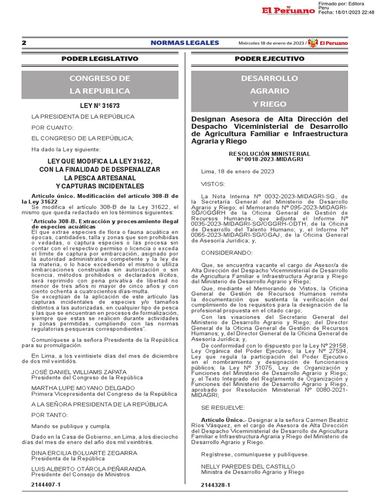 Ley #31673 | PDF | Perú | Ejecutivo (gobierno)