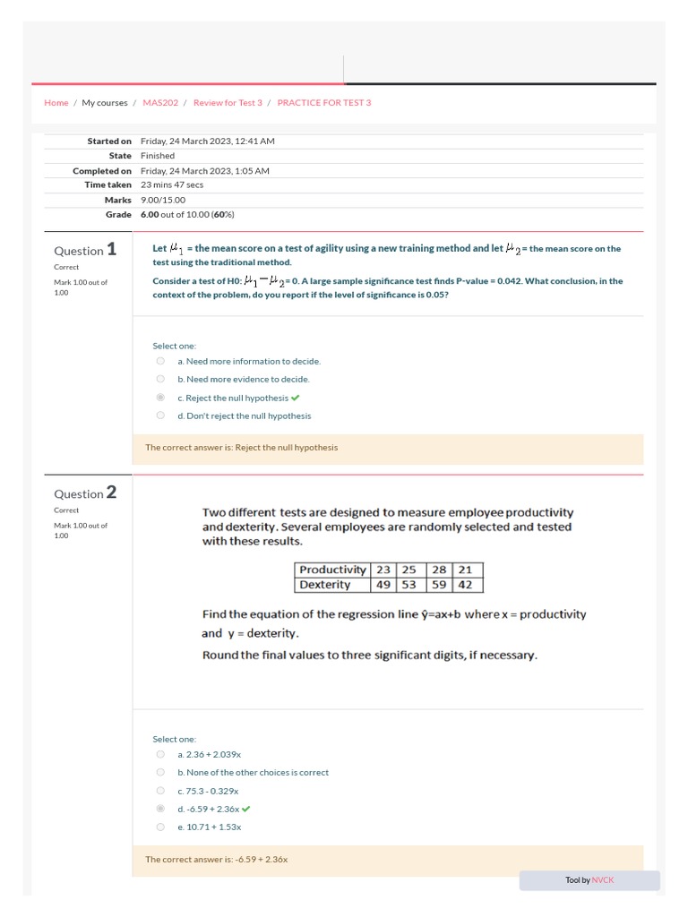 Practice For Test 3 PDF | Download Free PDF | Statistical Significance ...