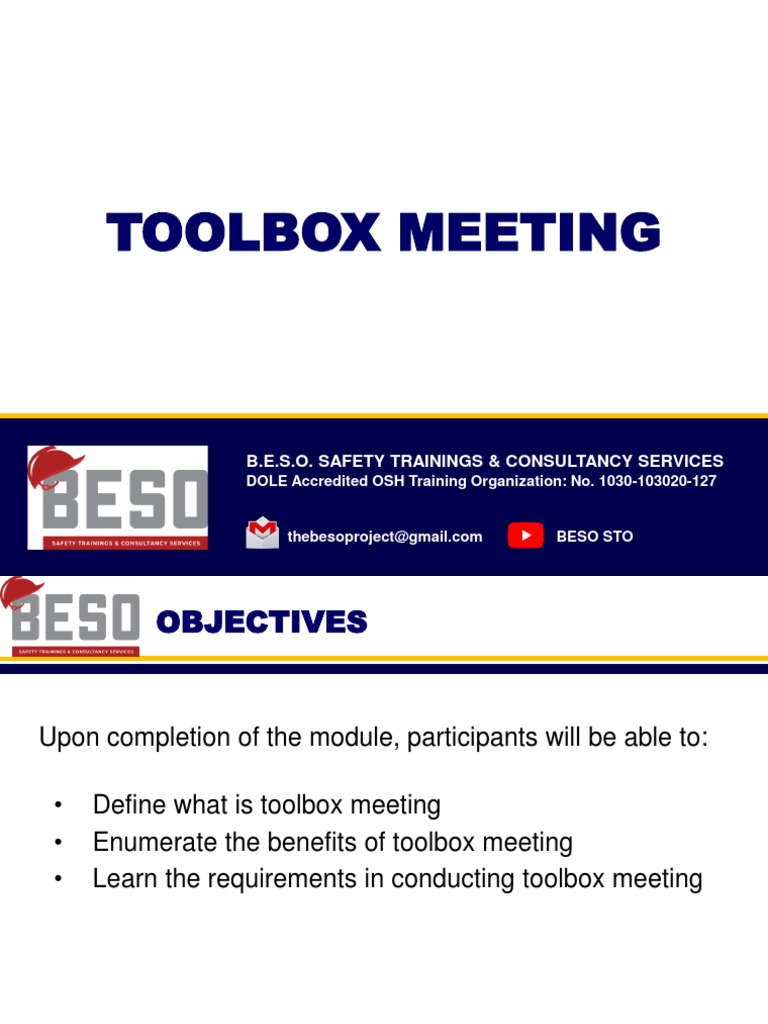 Toolbox Meeting: Safety and Benefits | PDF | Occupational Safety And ...