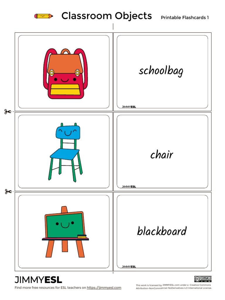ESL Classroom Flashcards | PDF | Stationery | Writing Implements