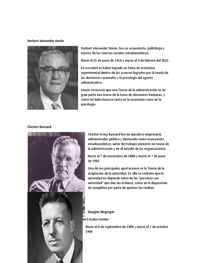 Autores de La Teoria Del Comportamiento Humano en La Administracion ... Autores de La Teoria Del Comportamiento Humano en La Administracion ...