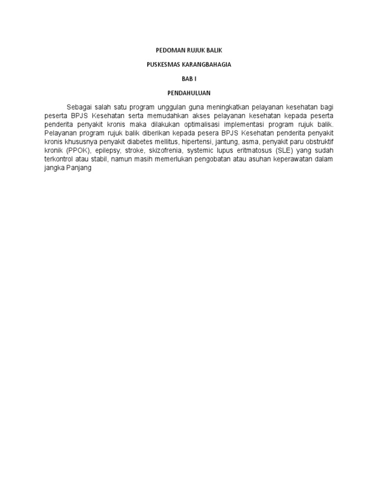 Pedoman Rujuk Balik (PRB) 2022 | PDF