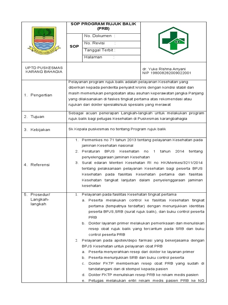 SOP Program Rujuk Balik Kesehatan | PDF
