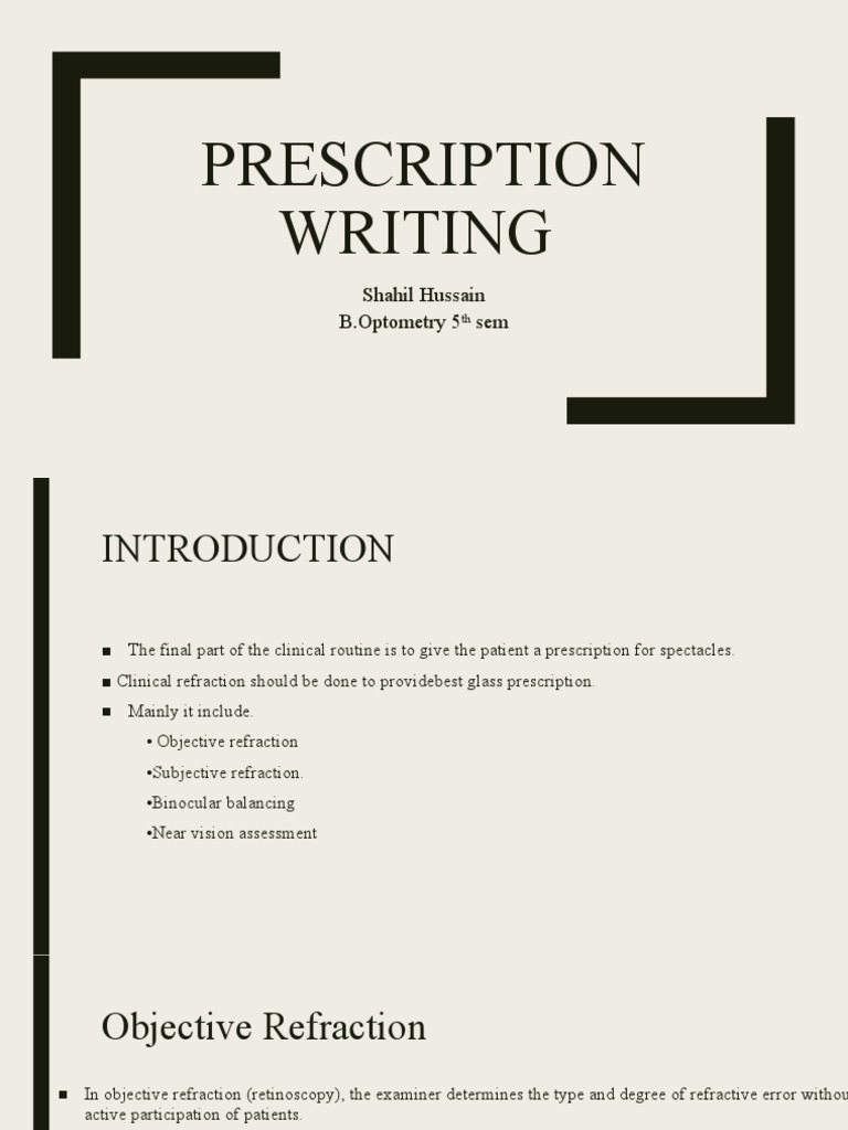 Prescription Writing | PDF | Vision | Ophthalmology