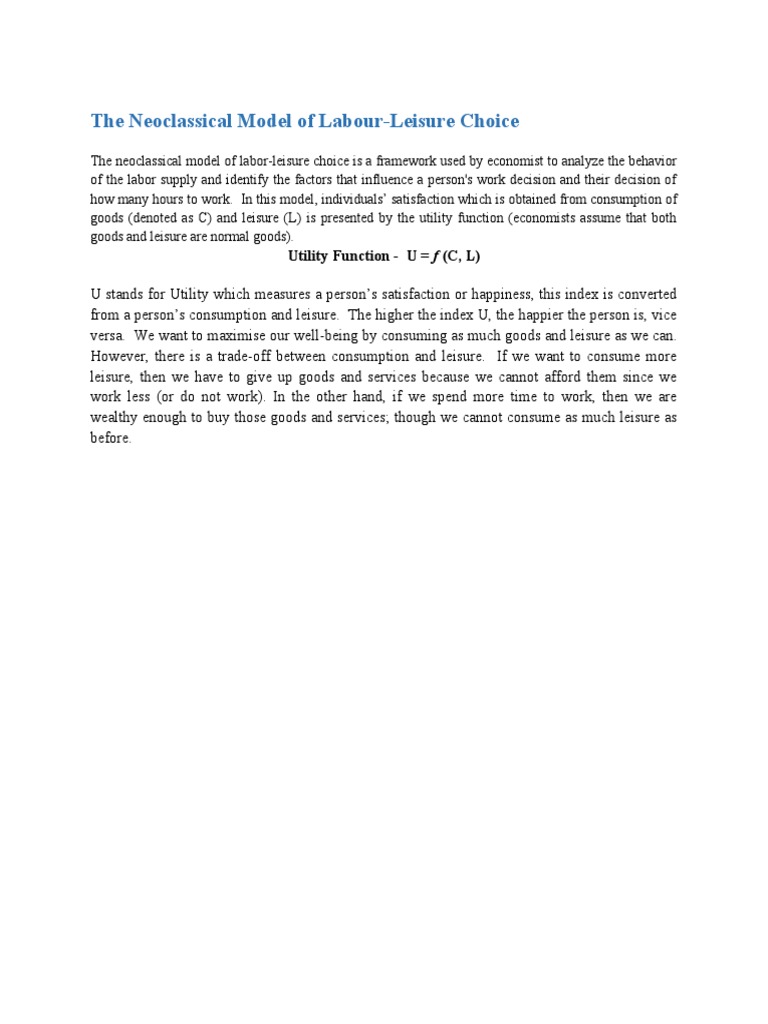 The Neoclassical Model of Labour | PDF