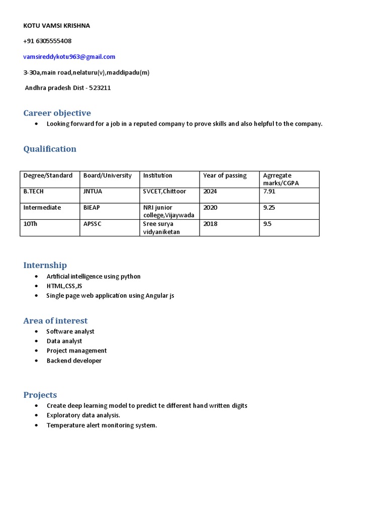 Vamsi RESUME | PDF