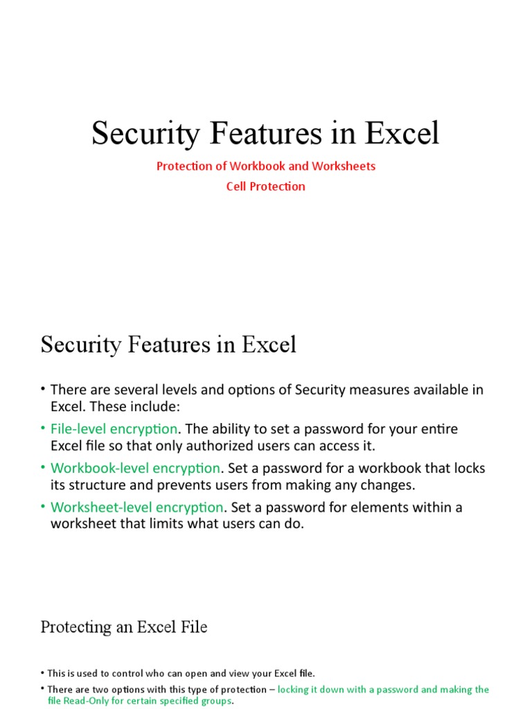 Security Features in Excel | PDF | Microsoft Excel | Password