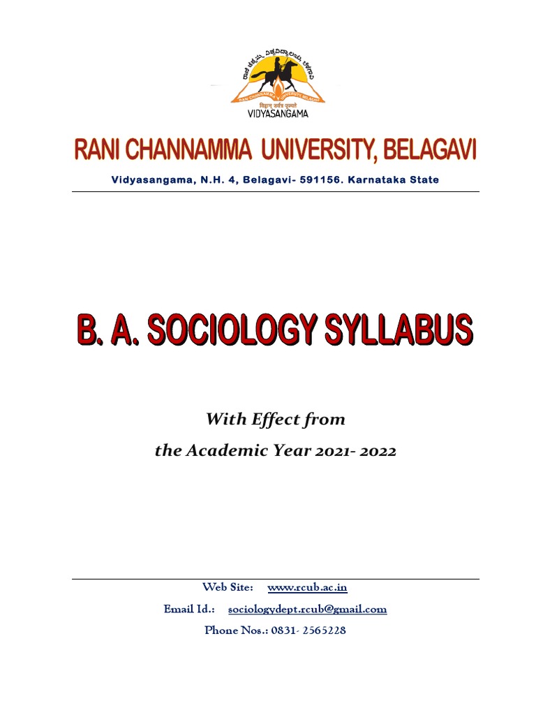 BA SOCIOLOGY OPTIONAL V & VI Sem 2021-22 & ONWORDS PDF | PDF | Social ...