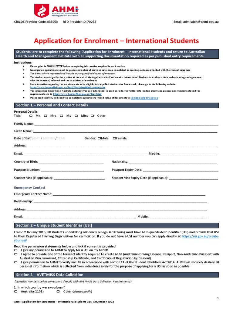 AHMI Application For Enrolment - v14 Nov 2022 | PDF | Fee | Credit Card
