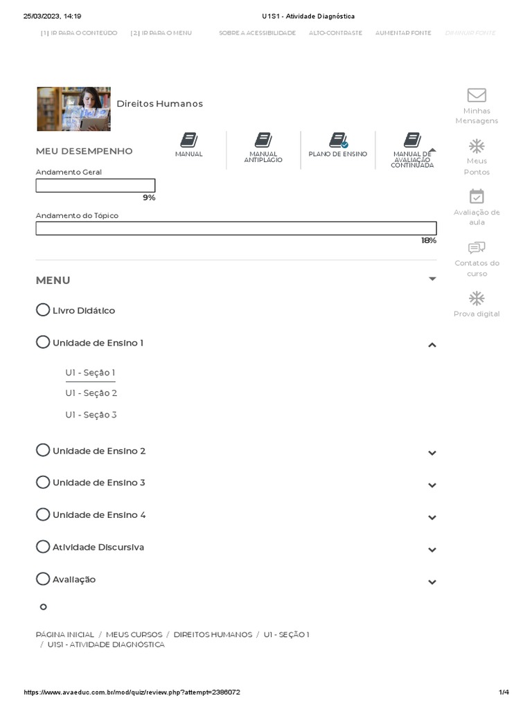 U1S1 - Atividade Diagnóstica PDF | PDF | Liberdade | Humano