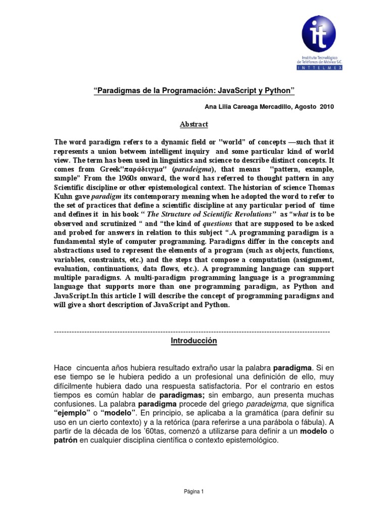 Programación: JavaScript y Python | PDF | Programming Paradigms | Computer Science