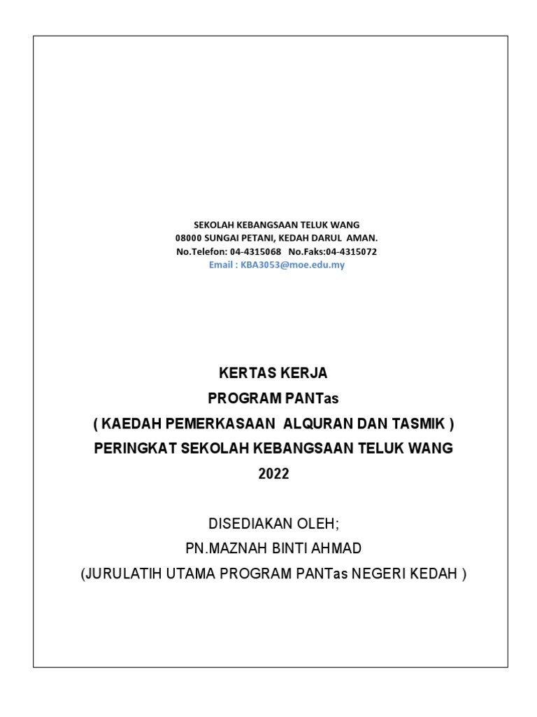 Kertas Kerja Modul Pantas | PDF