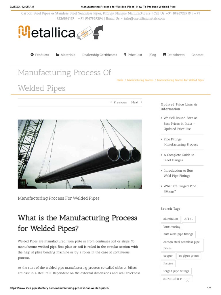 Manufacturing Process For Welded Pipes. How To Produce Welded Pipe ...