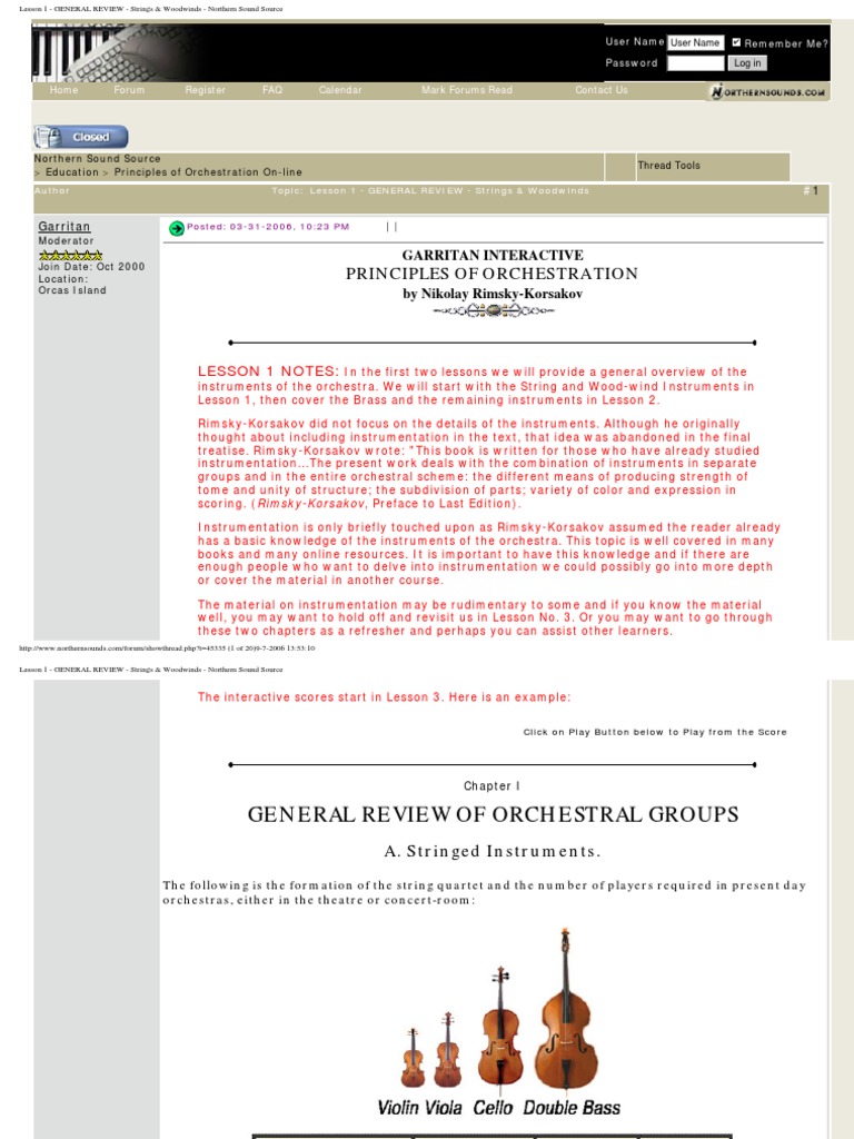 Lesson 1 - GENERAL REVIEW - Strings & Woodwinds - Northern So.. | PDF | Double Bass | Violin