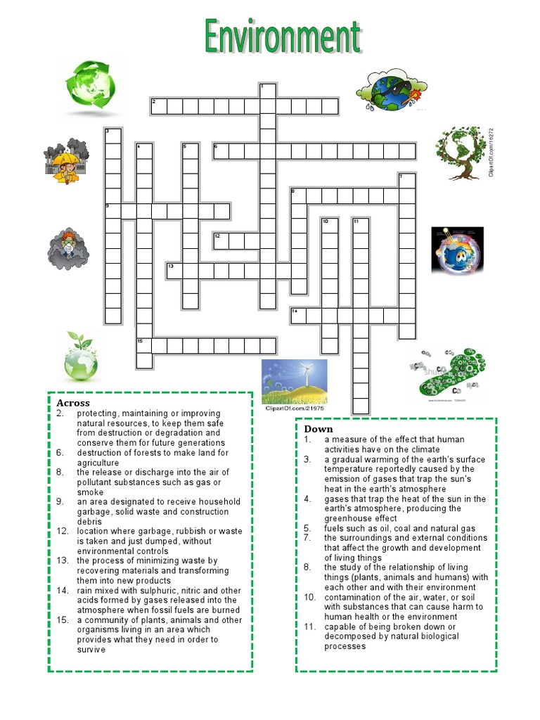 Ecology and Environment Crossword Answers | PDF | Waste | Soil