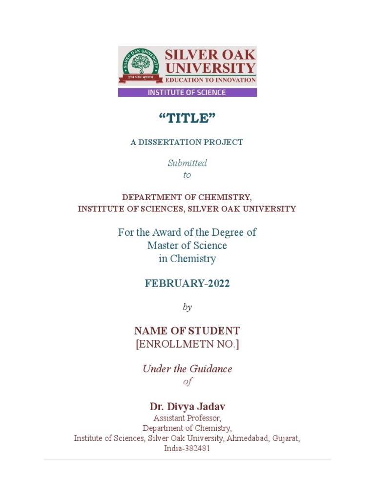Template For Dissertation Report - APRIL 2023 | PDF | Catalysis | Thesis