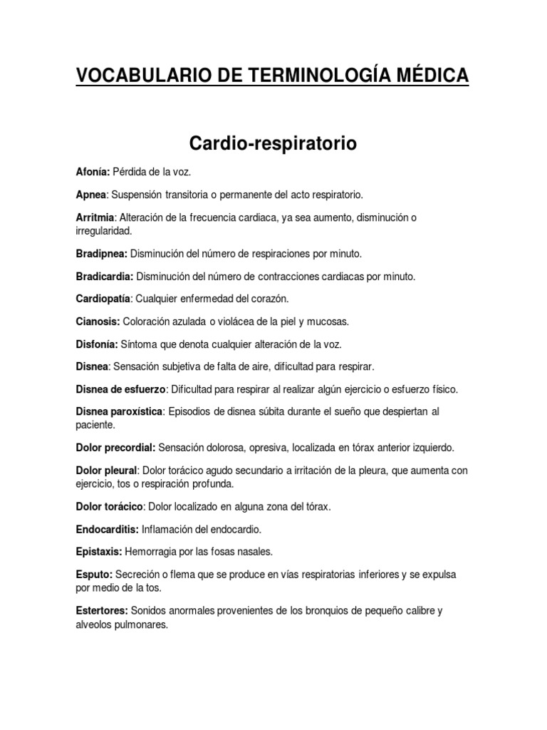 Vocabulario de Terminología Médica | PDF | Ojo humano | Tos