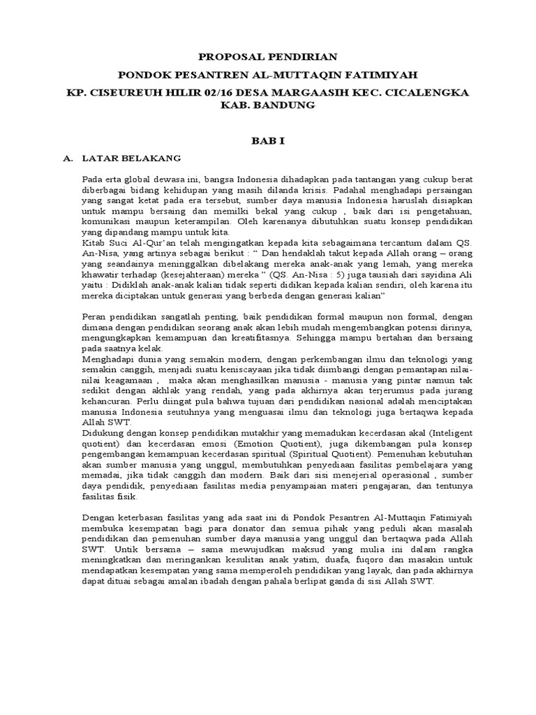 Contoh Proposal Ponpes | PDF