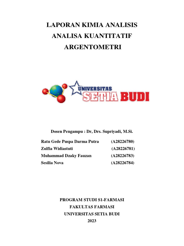 Laporan Resmi Praktikum Kimia Analisis Kuantitatif Argentometri | PDF Laporan Resmi Praktikum Kimia Analisis Kuantitatif Argentometri | PDF