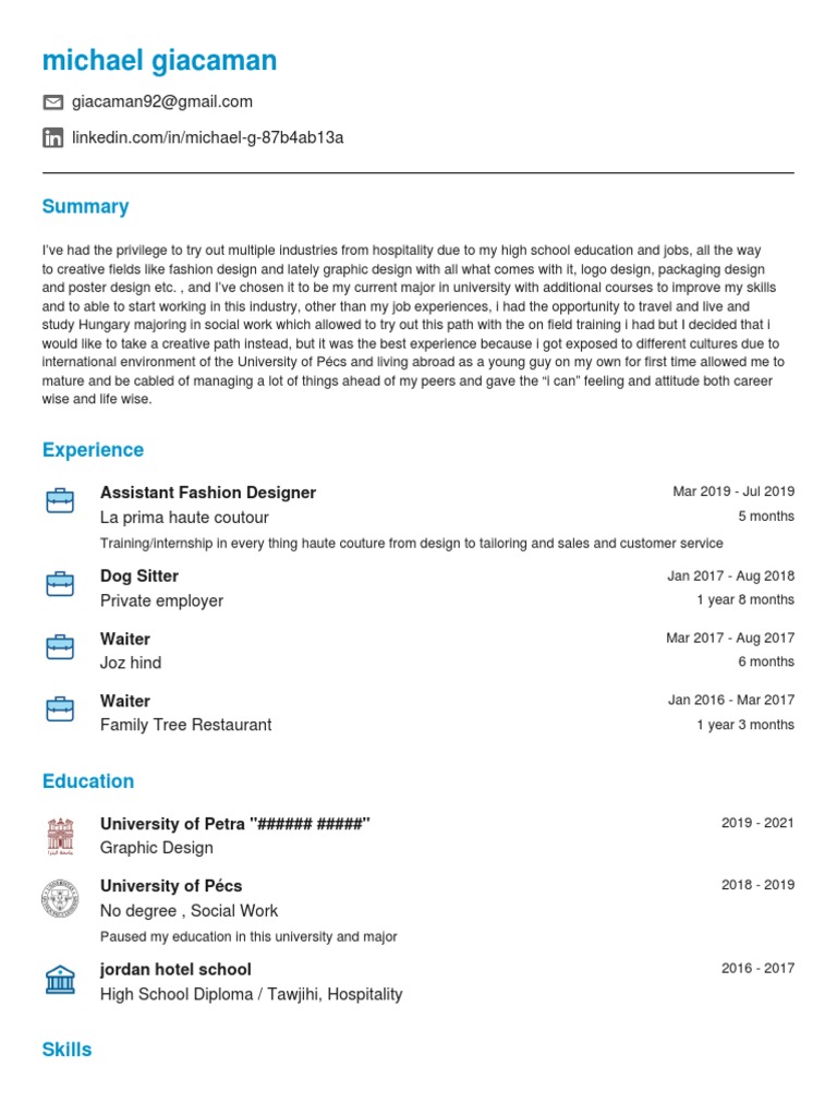 Michael - Giacaman CV | PDF