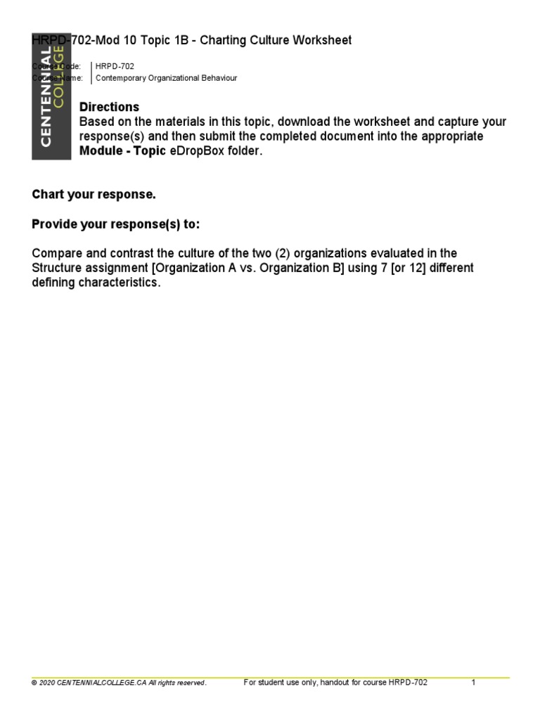 HRPD-702-Mod 10 Topic 1B - Charting Culture Worksheet | PDF