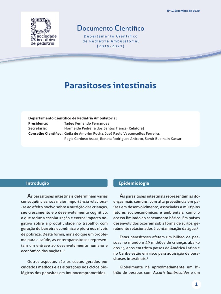 Parasitoses Intestinais PDF | PDF | Doenças e distúrbios | Medicina Clínica