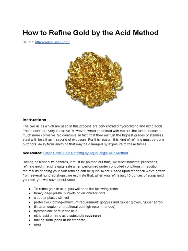 Howto Refine Gold | PDF | Hydrochloric Acid | Nitric Acid