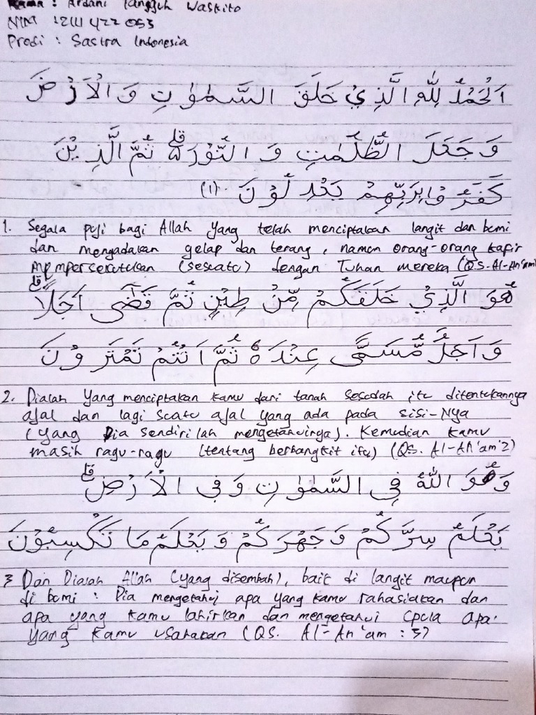 Ardani Tangguh Waskito - Surah KeEsaan Allah SWT | PDF