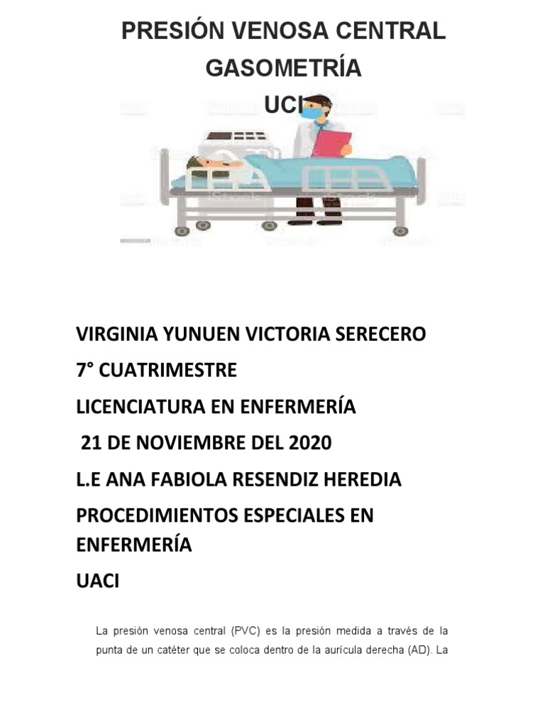 Gasometria, Uci, Presión Venosa Central | PDF | Unidad de Cuidados ...