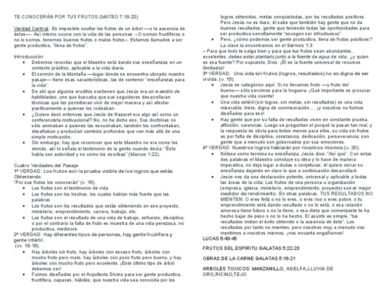 Te Conocerán Por Tus Frutos | PDF | Jesús | Verdad