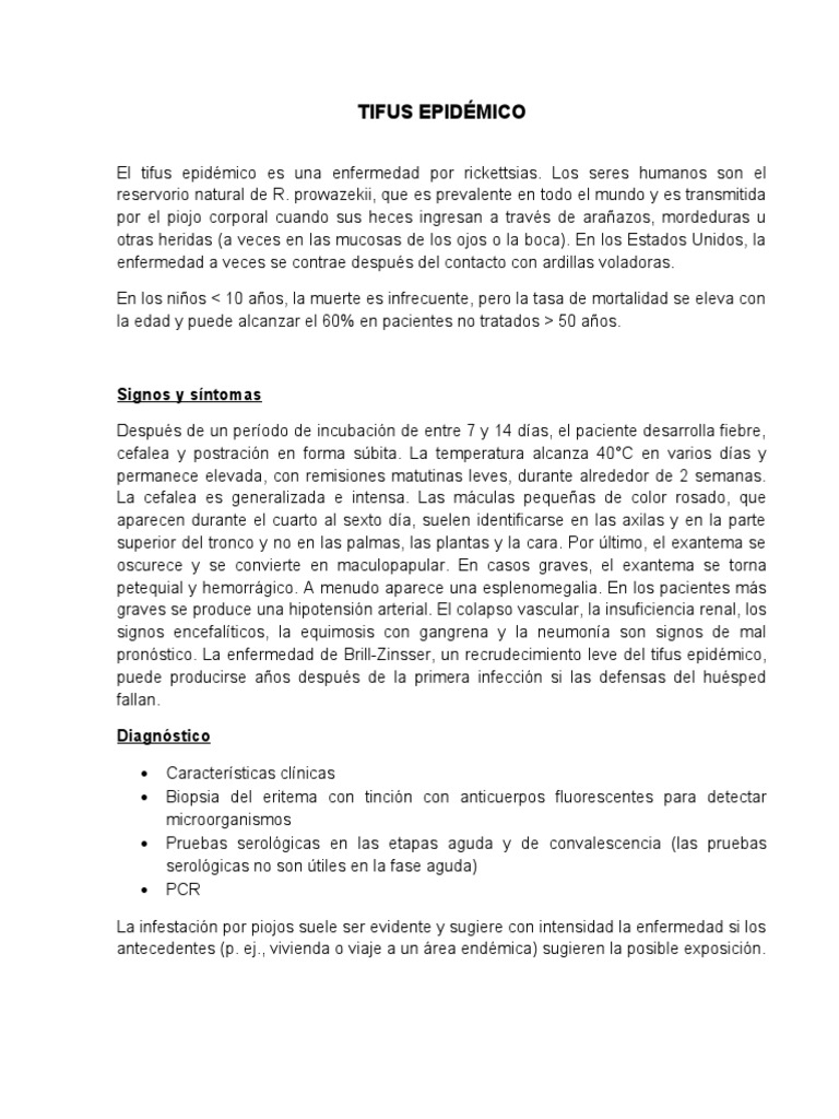 Tifus Epidémico | PDF | Epidemiología | Enfermedades y trastornos