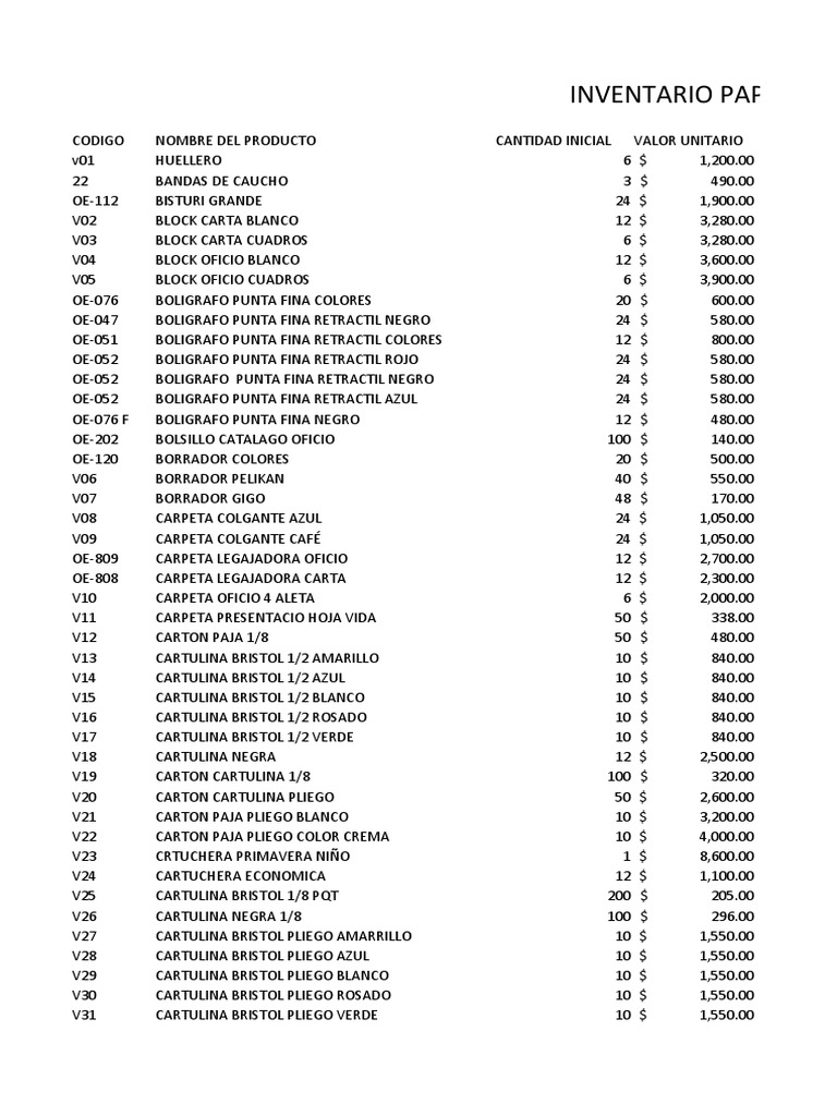 Inventario Papeleria | PDF | Gráficos de computadora | Arco iris