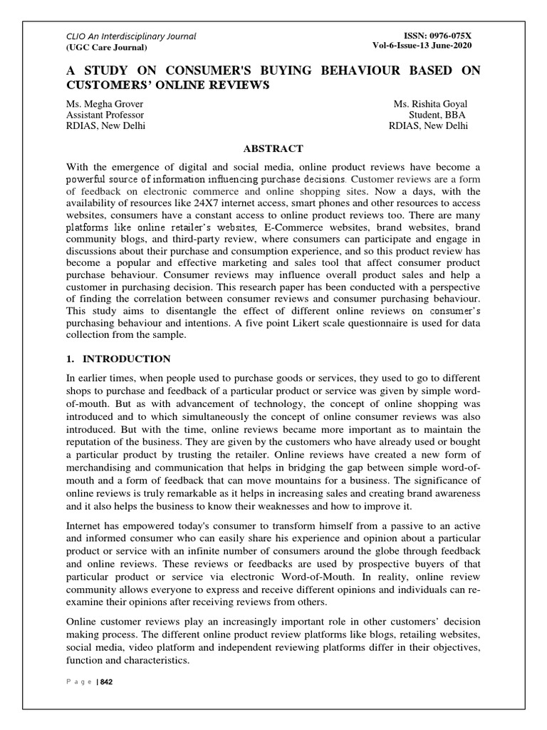 A Study On Consumers Buying Behaviour Based On Customers Online ...