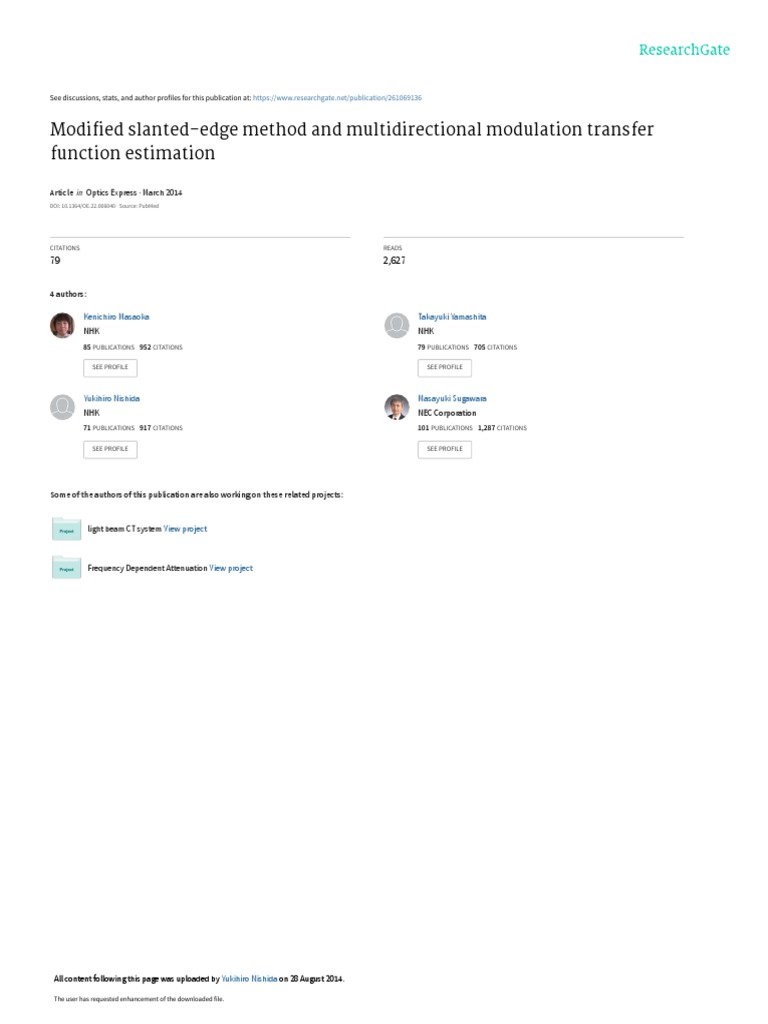 Modified Slanted-Edge Method and Multidirectional | PDF | Optical Resolution | Optics