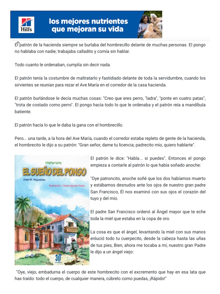 RESUMEN DE EL SUEÑO DEL PONGO - Jose Maria Arguedas PDF | PDF