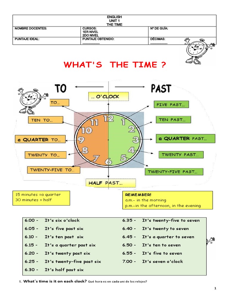 Teaching Time in English for Kids | PDF