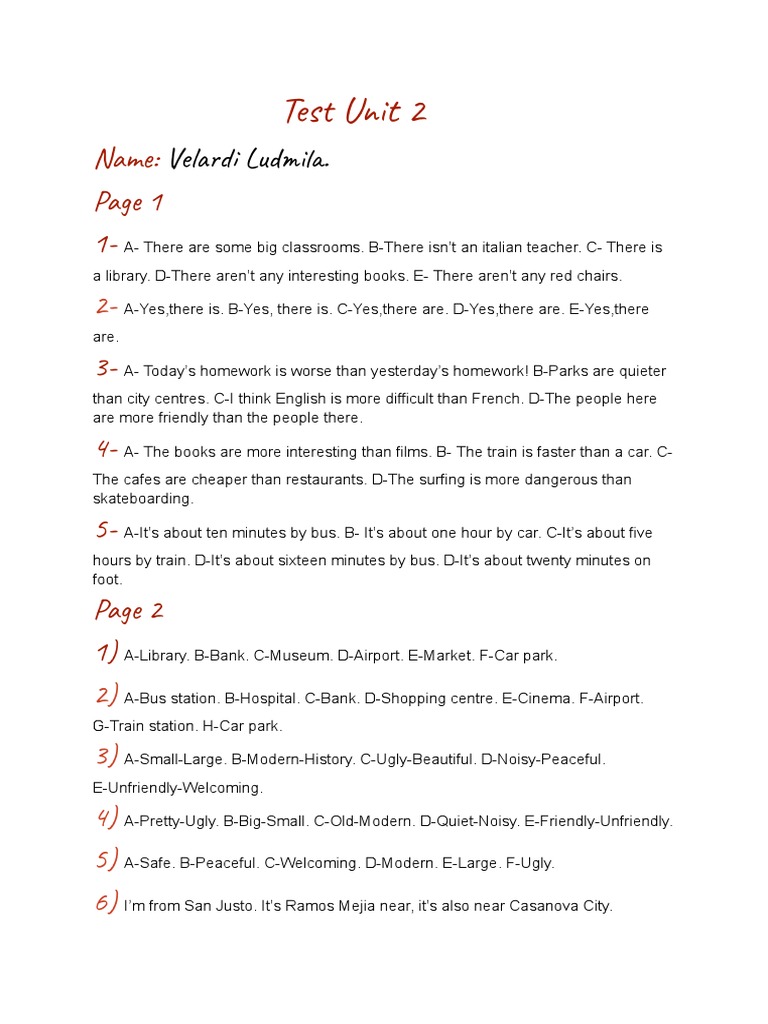 English Language Unit 2 Exercises | PDF