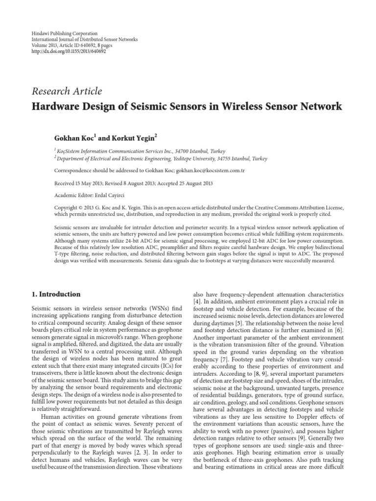 Hardware Design of Seismic Sensors in Wireless Sen | PDF | Amplifier ...