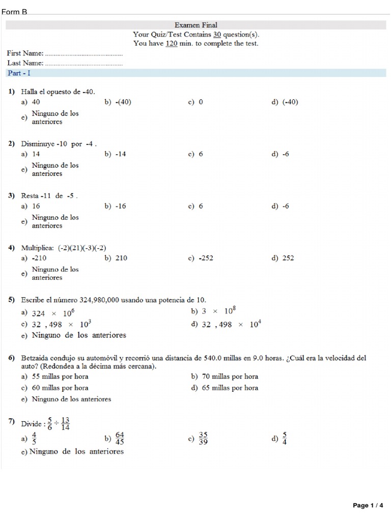 Repaso MATH 120 | PDF