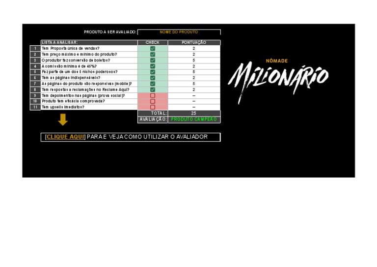 AVALIADOR AUTOMÁTICO DE PRODUTO (Nômade Milionário) ? - AVALIADOR AUTOMÁTICO | PDF