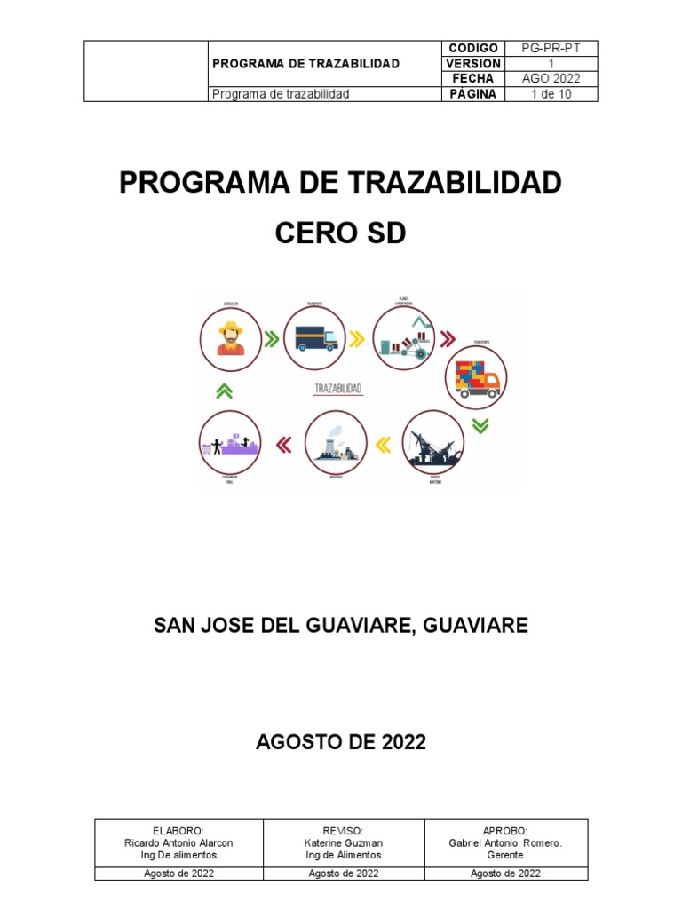 Programa de Trazabilidad Asomereetagua Cero SD | PDF | Alimentos | Agua