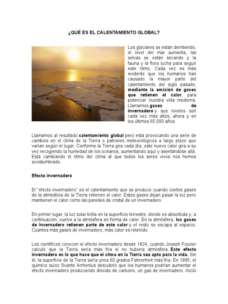 Qué Es El Calentamiento Global | PDF | Efecto invernadero | Gases de ...