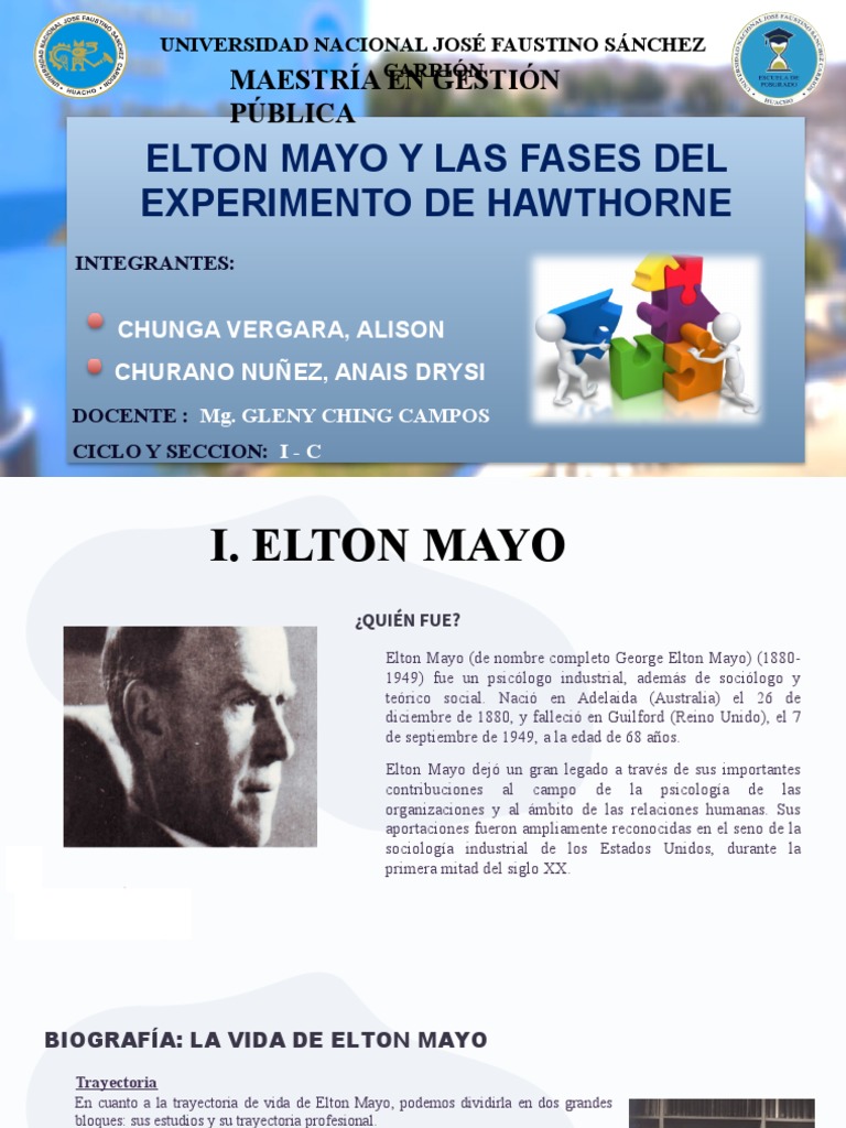 ELTON MAYO Y LAS FASES DEL EXPERIMENTO DE HAWTHORNE | PDF