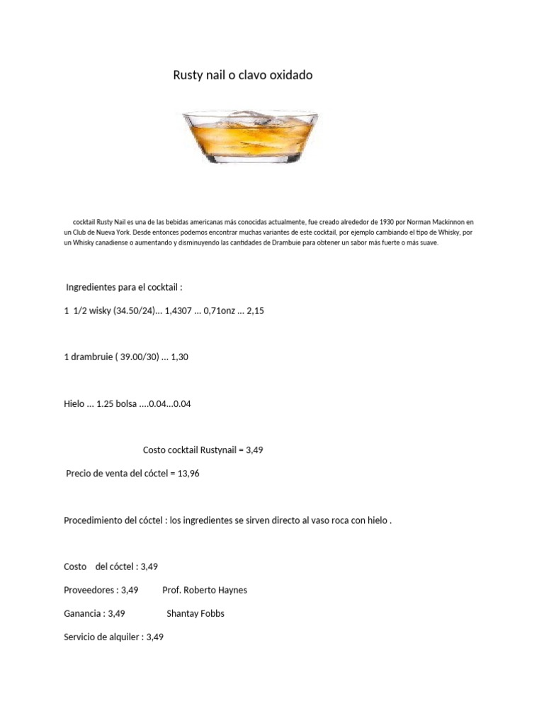 Rusty Nail: Historia y Receta | PDF | Hogar, jardinería y bricolaje