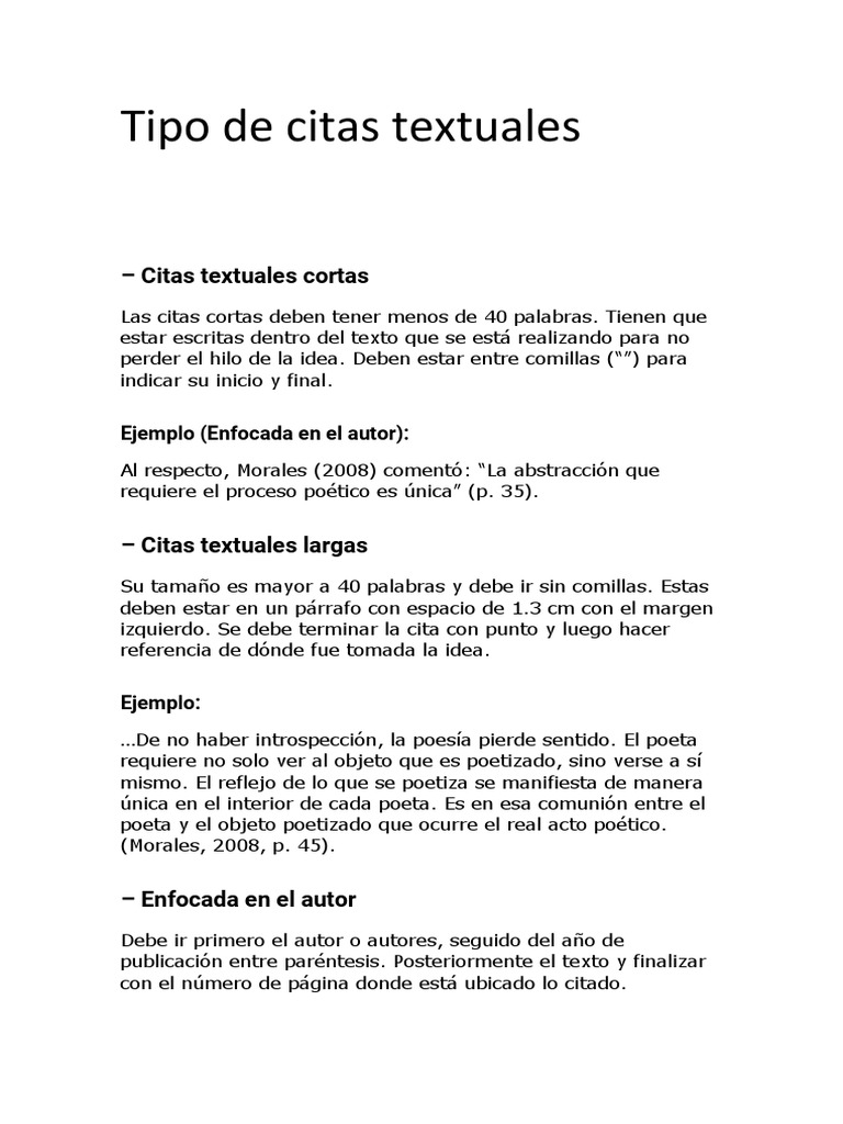 Tipo de Citas Textuales | PDF