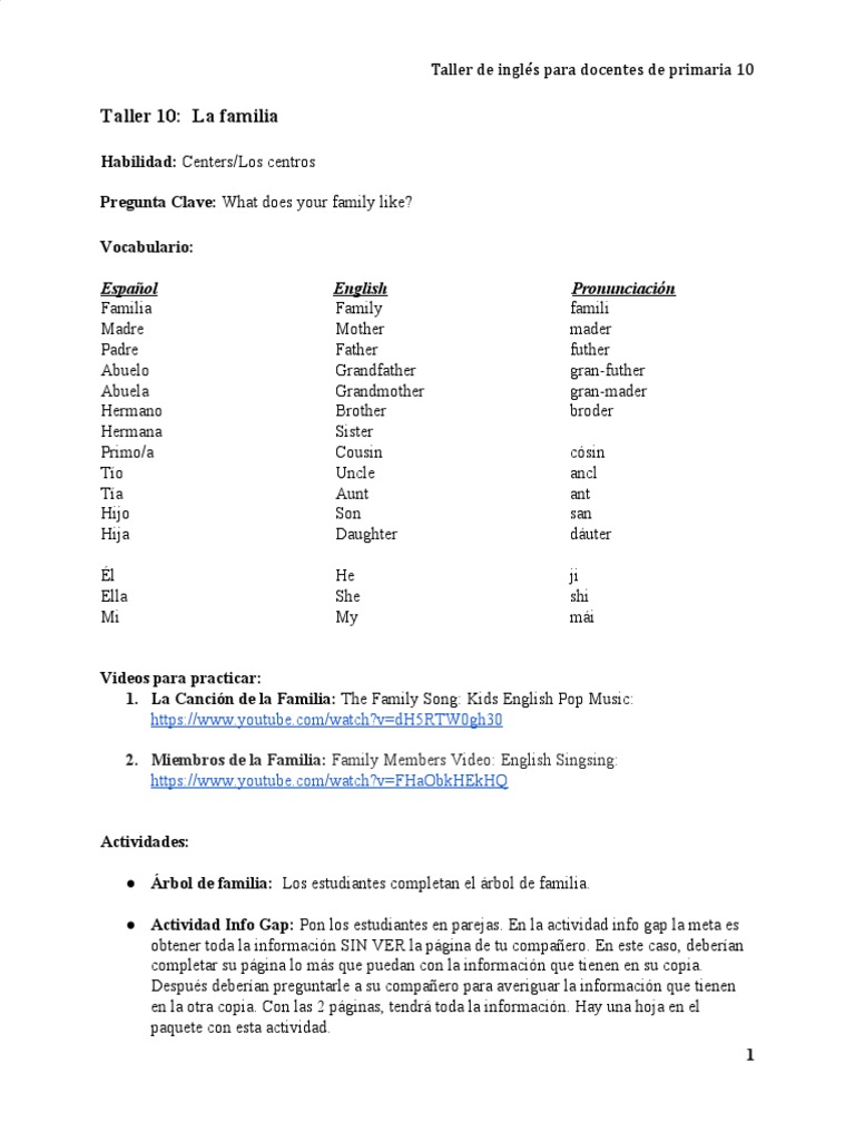 Clase My Family | PDF