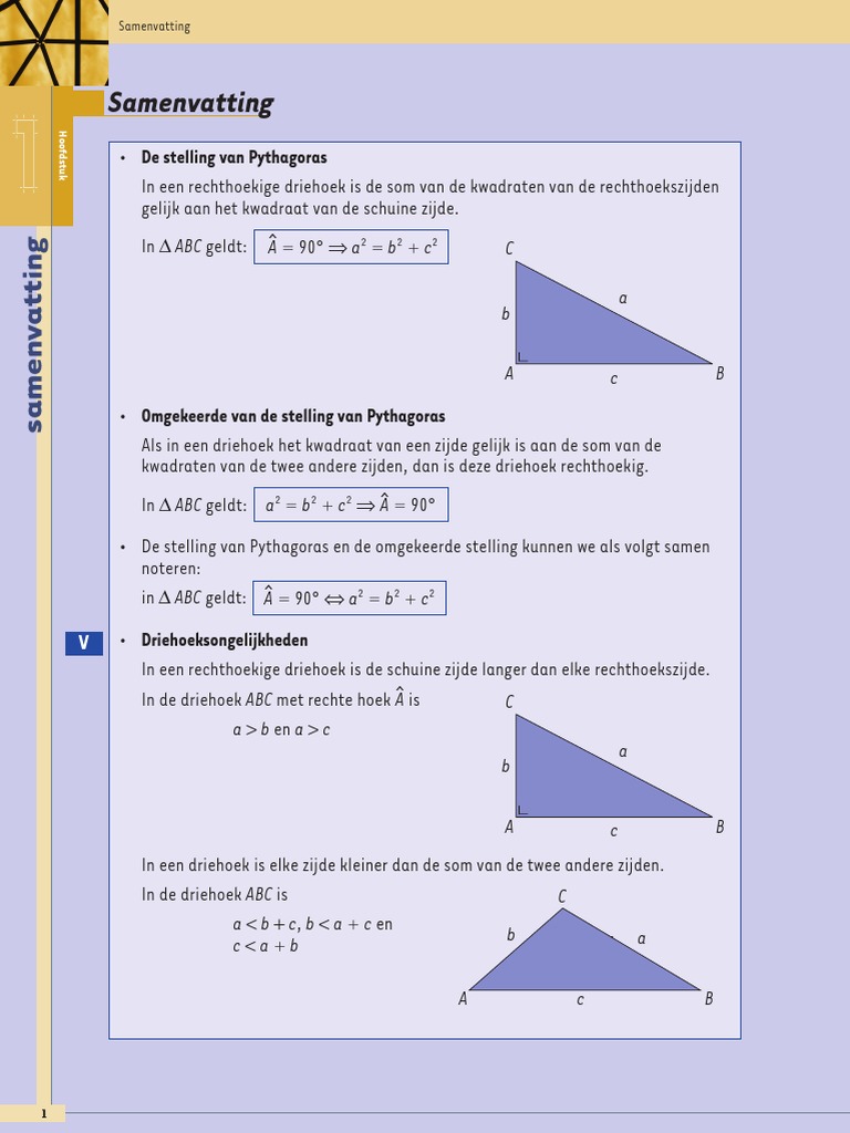 Samenvatting: de Stelling Van Pythagoras | PDF