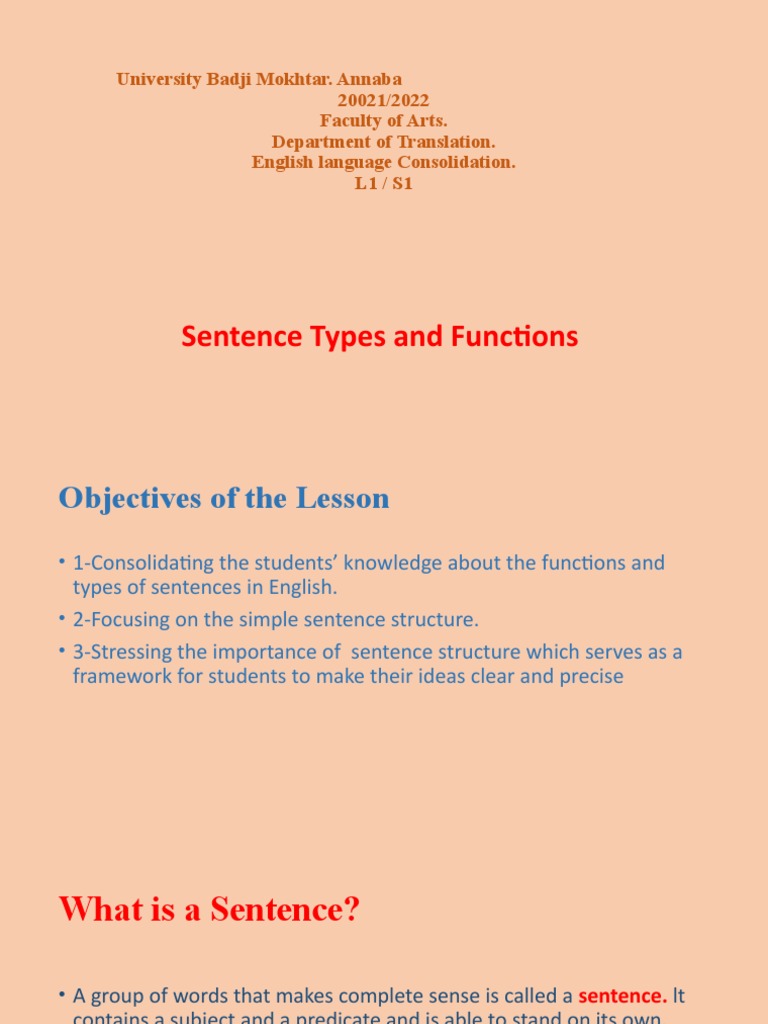 Sentence functions and Types | PDF | Sentence (Linguistics) | Subject (Grammar)