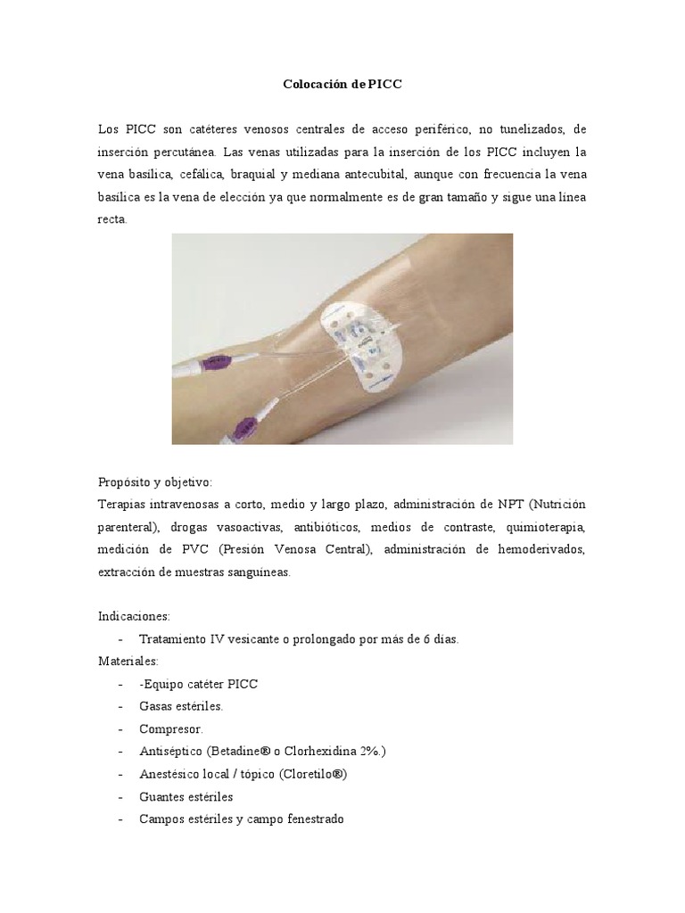 Cateter PICC | PDF | Terapia intravenosa | Medicina CLINICA